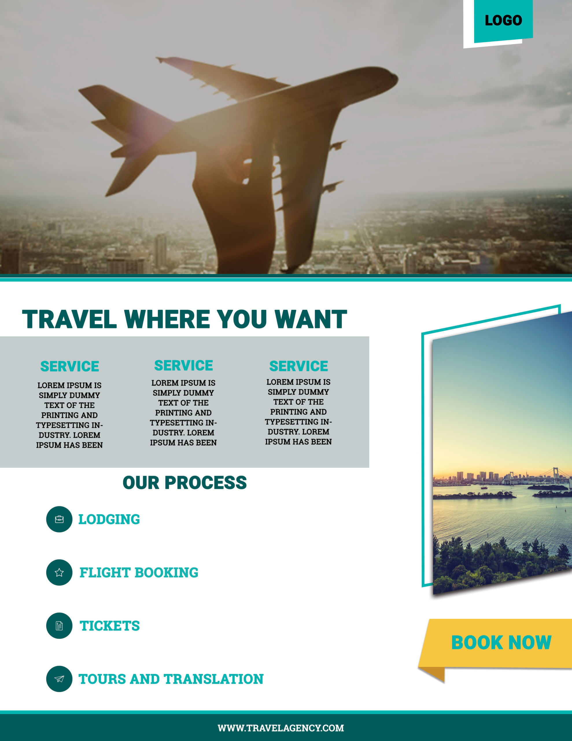 Free Travel Agency Flyer Template for Tours, Flights, and Booking ...